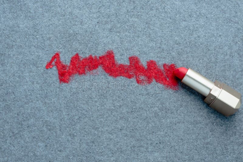 Vibrant Red Lipstick Marks on Soft Gray Fabric Background Stock Image ...
