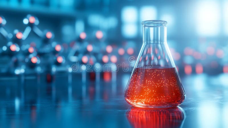 Vibrant Red Liquid Contained within a Glass Beaker in Laboratory ...