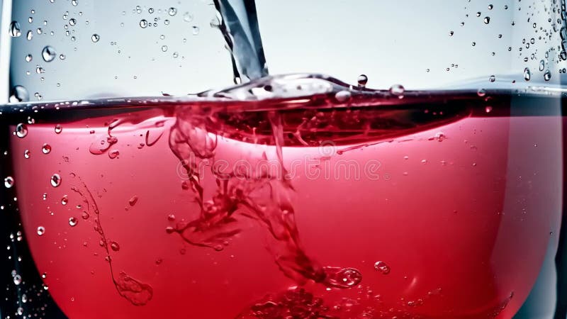 Red Liquid Splashes into Glass with Floating Hearts at a Lively ...