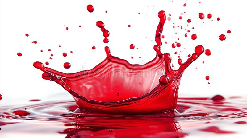 Vibrant Red Liquid Splashing in Dynamic Motion Against White Background ...