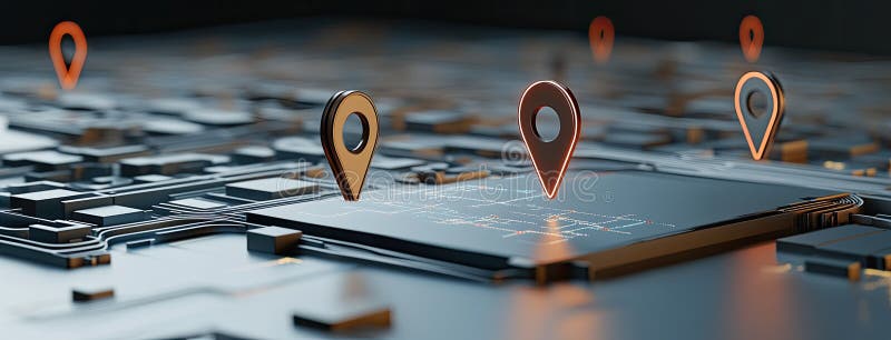 Vibrant Red Location Pins Stand Out on a Digital Map Against a ...