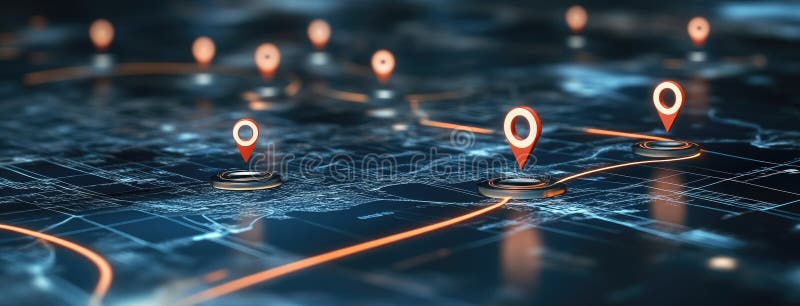 Vibrant Red Location Pins Stand Out on a Digital Map Against a ...