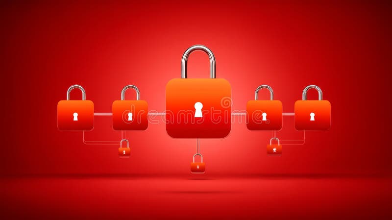 Vibrant Red Lock on Crimson Background, a Symbol of Security and ...