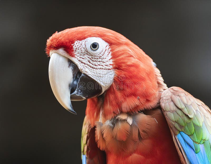A Vibrant Red Macaw with Detailed Feathers Stock Illustration ...