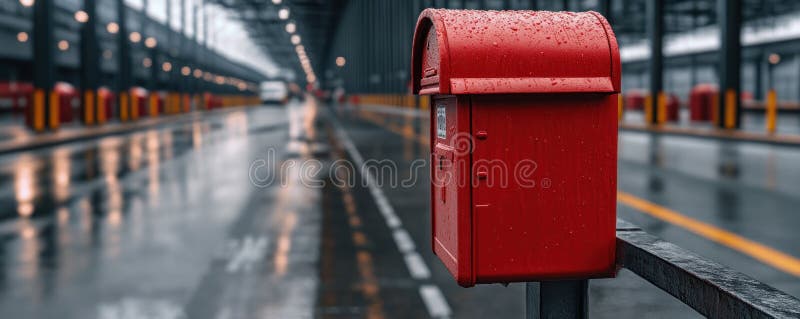 A Vibrant Red Mailbox Stands Prominently, a Beacon of Activity ...