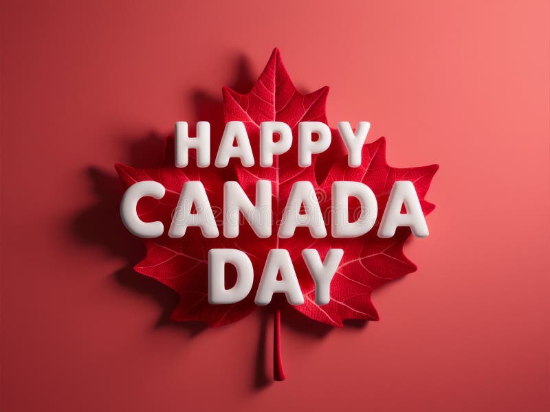 Vibrant Red Maple Leaf with Happy Canada Day Text on Festive Background ...