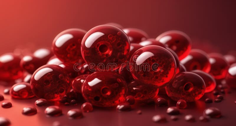 Vibrant Red Marbles in a Pile, with a Glossy and Reflective Surface ...