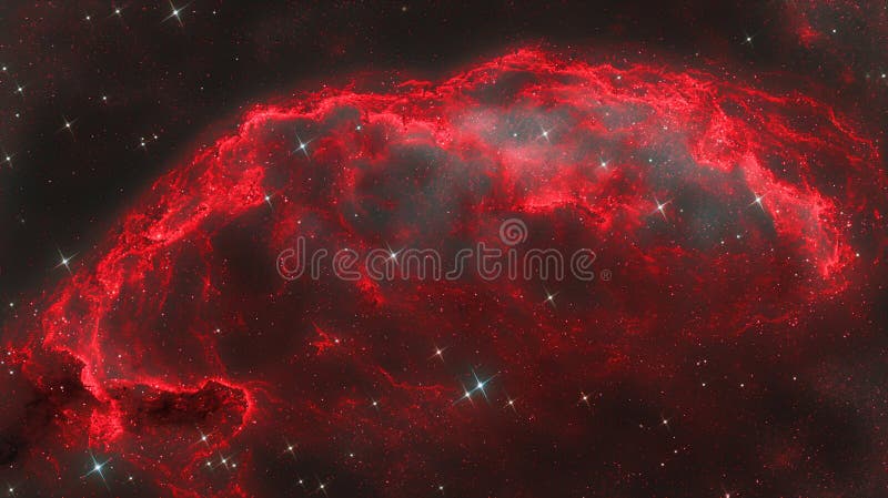 Vibrant Red Nebula in Deep Space with Stars Scattered Across the Dark ...