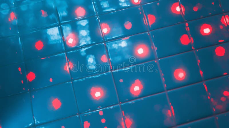 Vibrant Red Neon Dots on Blue Tiled Wall Pattern for Modern Decor ...