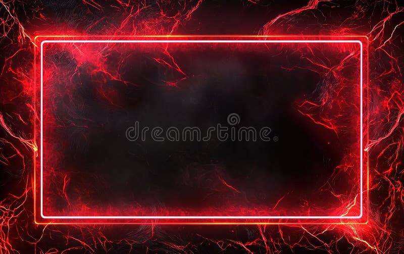 Vibrant Red Neon Frame with Electric Patterns on a Dark Background ...