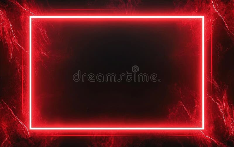 A Vibrant Red Neon Frame Illuminating a Dark Backdrop, Creating a ...