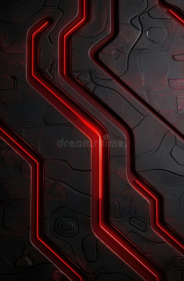 Vibrant Red Neon Lines on Dark Abstract Background Stock Illustration ...