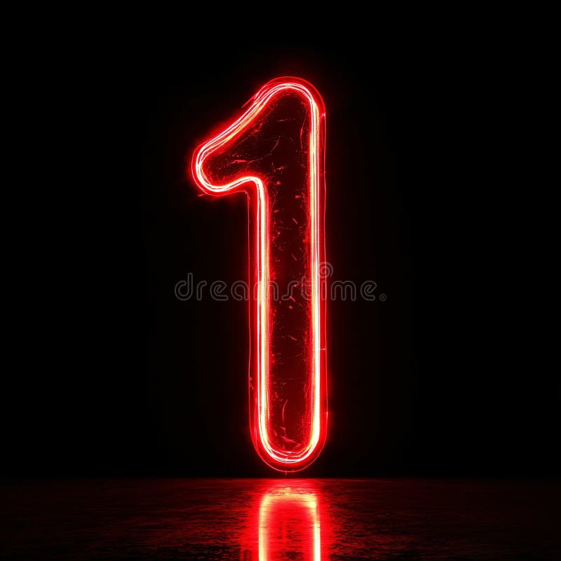 Glowing Red Neon Number One Bright Bold Digital One Digit AI Generated ...