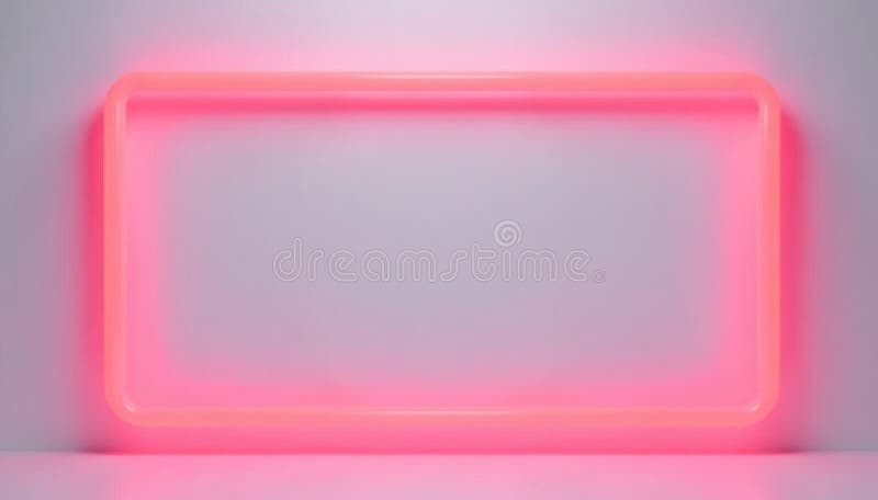 Vibrant Red Neon Rectangle, Clean White Background, Bright, Design ...