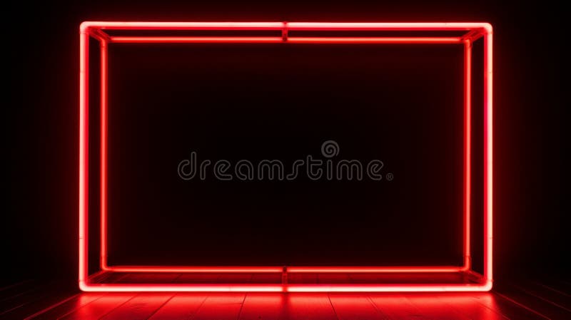 Vibrant Red Neon Square Frame on Dark Background Stock Illustration ...