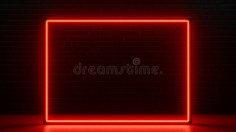 Vibrant Red Neon Square Frame on Dark Background Stock Illustration ...