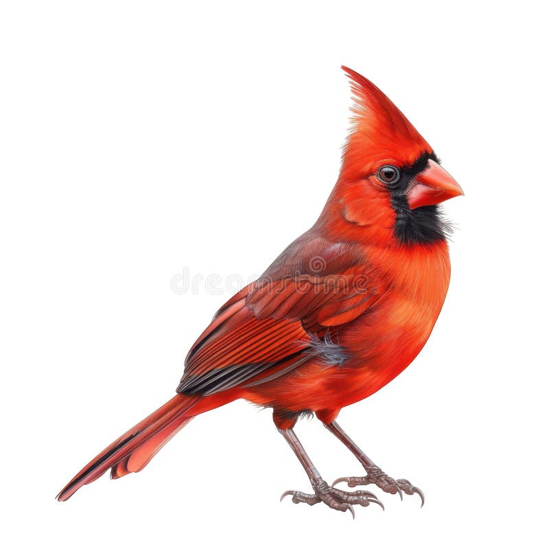 A Vibrant Red Northern Cardinal Bird Stock Photo - Illustration of wing ...