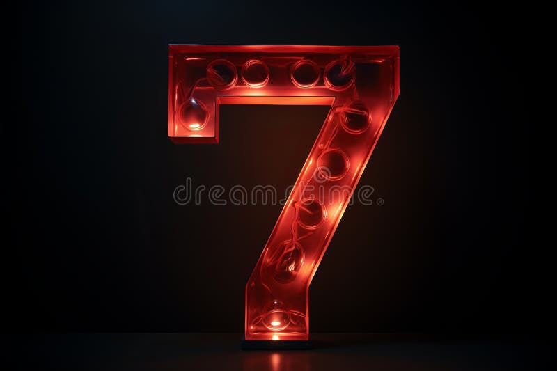 Vibrant Red Number Seven Glowing Against a Dark Backdrop Showcases ... Vibrant Red Number Seven Glowing Against a Dark Backdrop Showcases ...