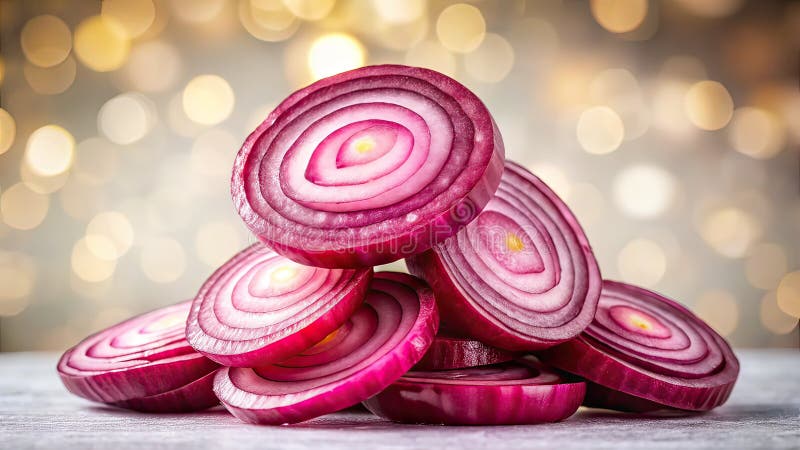 Vibrant Red Onion Slices in a BokehEnhanced Stack a TopDown View ...