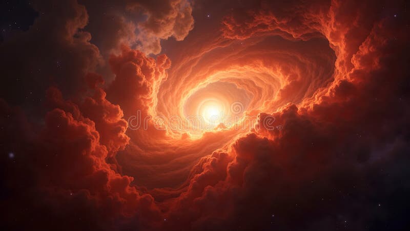 Vibrant Red and Orange Cosmic Nebula Around a Dying Star Stock ...