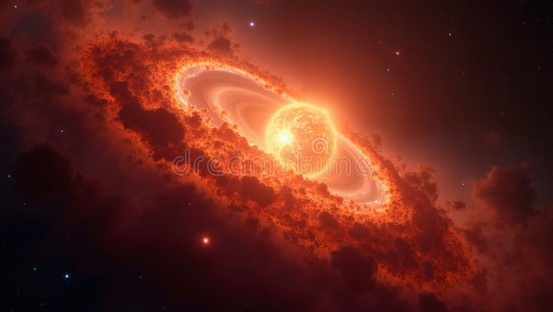 Vibrant Red and Orange Cosmic Nebula Around a Dying Star Stock ...