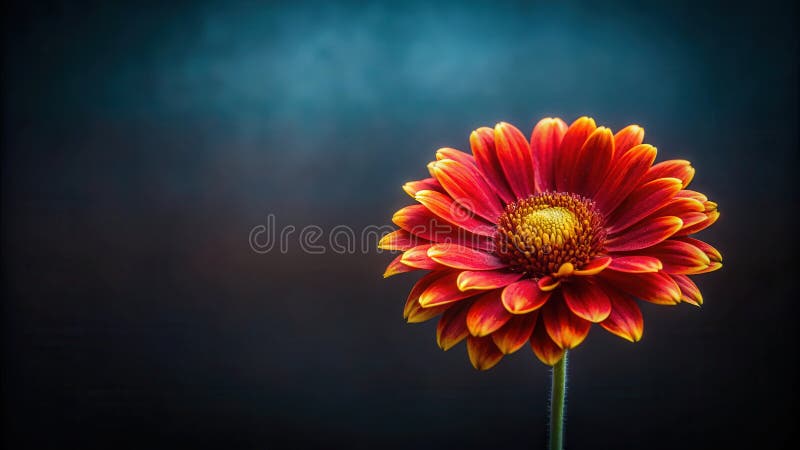 Vibrant Red and Orange Daisy Flower on Dark Background. Generative AI ...