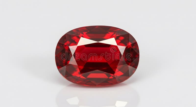 Sparkling Red Oval Cut Ruby Gemstone on White Background Stock ...
