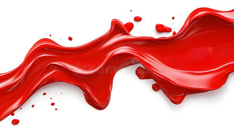Vibrant Red Paint Fluid Flowing on a White Background, Creates a Visual ...