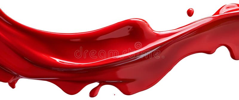 Vibrant Red Paint Fluid Flowing on a White Background, Creates a Visual ...