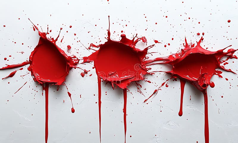Vibrant Red Paint Splashes on White Background Artistic Liquid ...
