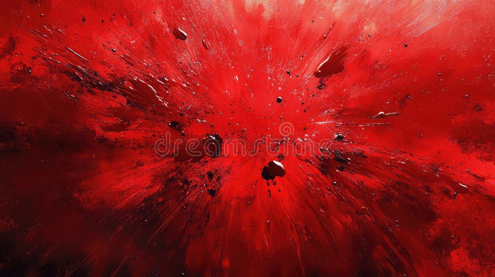 Vibrant Red Paint Splatter Art: Wide Angle Centered Abstract Background ...