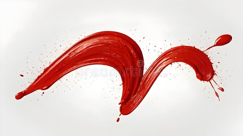 Vibrant Red Paint Splatters Creating Dynamic Abstract Shapes on a Clean ...
