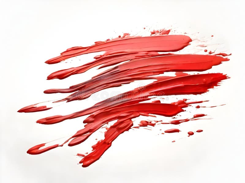 Vibrant Red Paint Splatters Creating Dynamic Abstract Shapes on a Clean ...