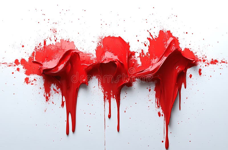 Vibrant Red Paint Splatters on White Background Artistic Abstract ...