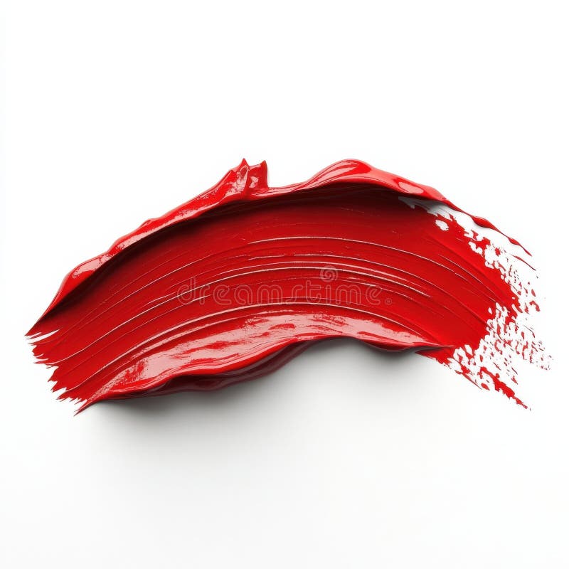 Vibrant Red Paint Stroke with Textured Edges on White Background Stock ...