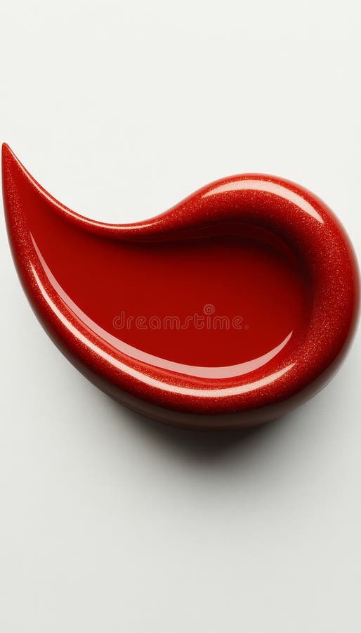 Vibrant Red Paint Swatch, Isolated Texture and Shape of Liquid Pigment ...