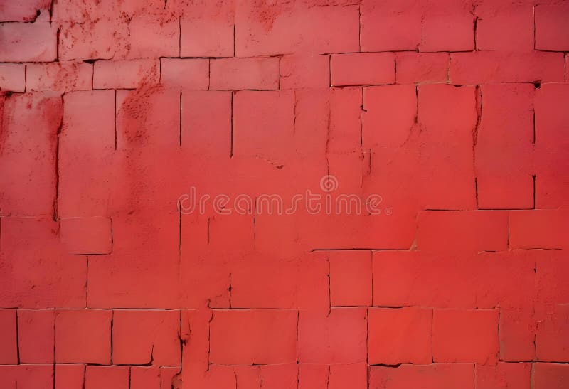 Bright Red-painted Brick Wall Background Image.AI Generated Stock ...