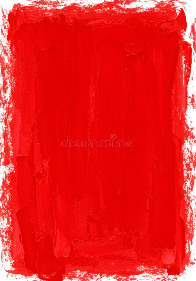 A Vibrant Red Painted Rectangle with Rough Edges on a White Background ...