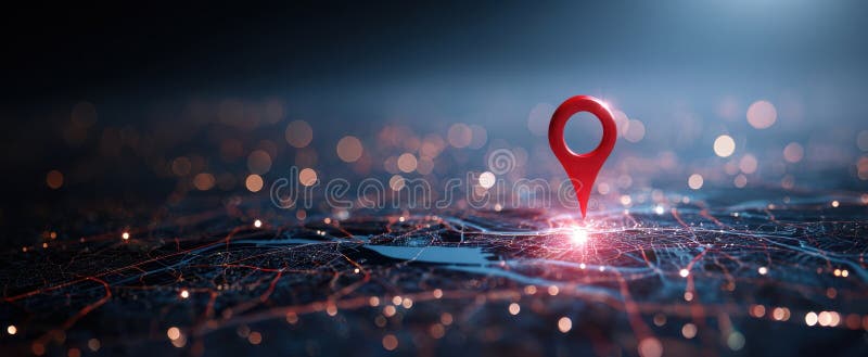The Vibrant Red Pin Marking a Location on a Digital Map AI Generated ...