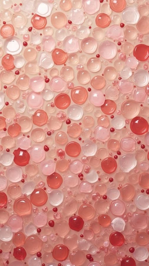 Vibrant Red and Pink Gelatinous Spheres with Glossy Textures Stock ...
