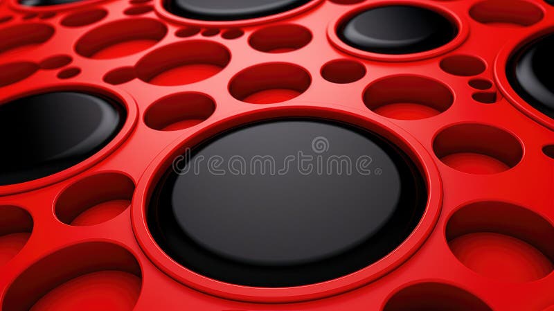 Bold Red Construction Plate Adorned with Striking Black Circles, a ...