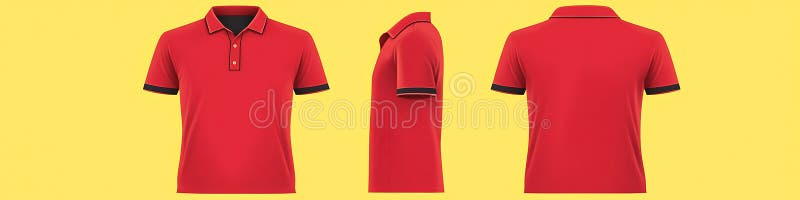 Vibrant Red Polo T-shirt Vector Illustration on a Yellow Background ...