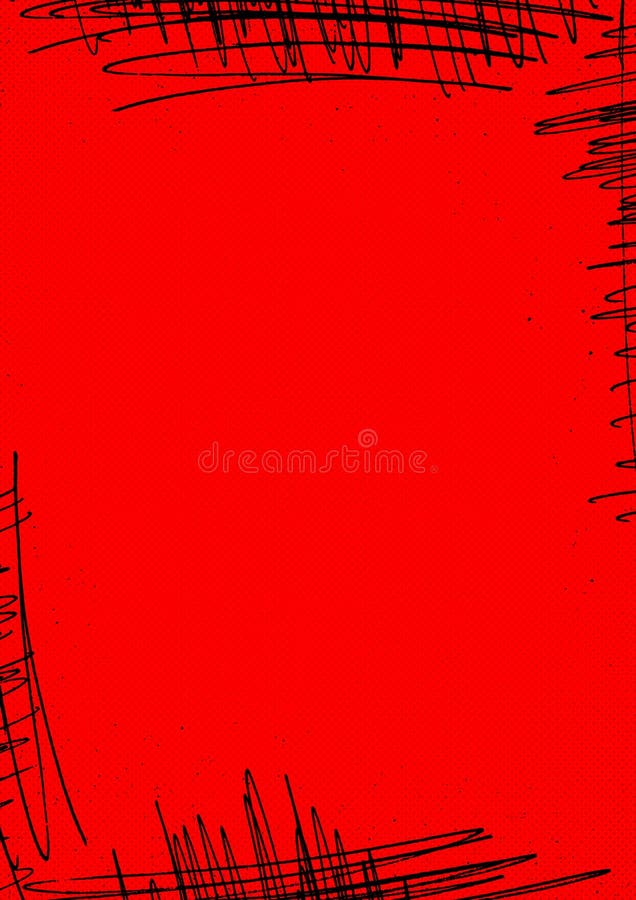 A Vibrant Red Portrait Retro Design Background with Scribble Strokes in ...