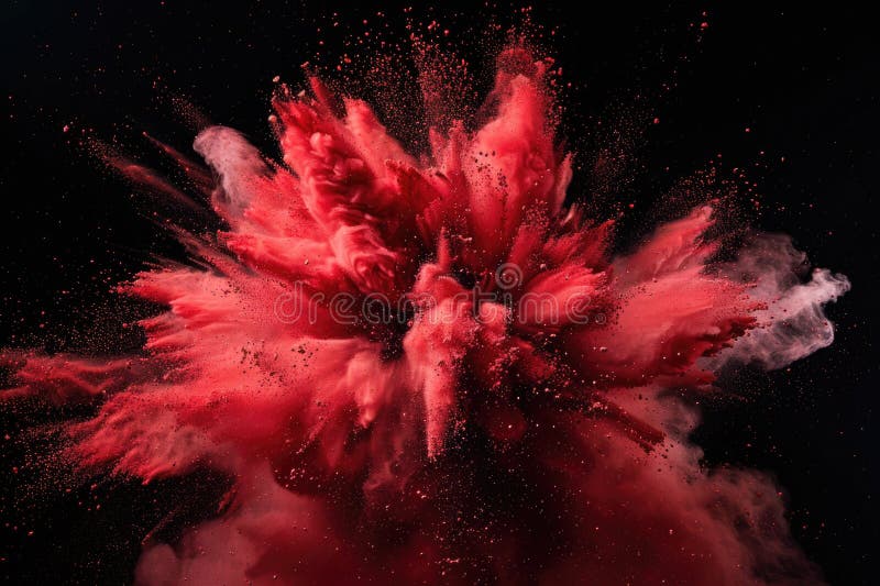 Vibrant Red Powder Exploding on a Dark Black Background, Perfect for ...
