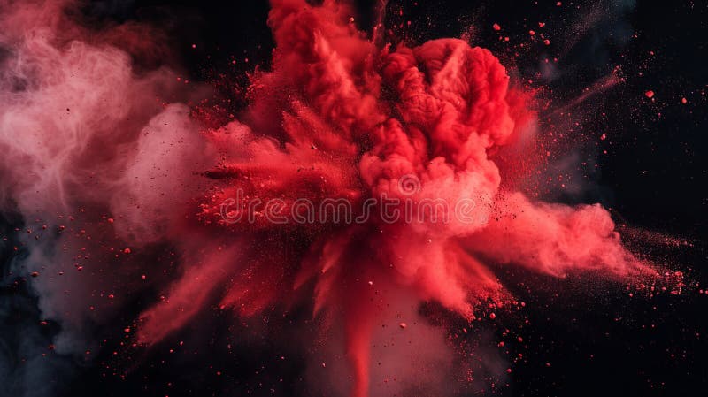Vibrant Red Powder Explosion on Dark Background. Energetic Splash of ...