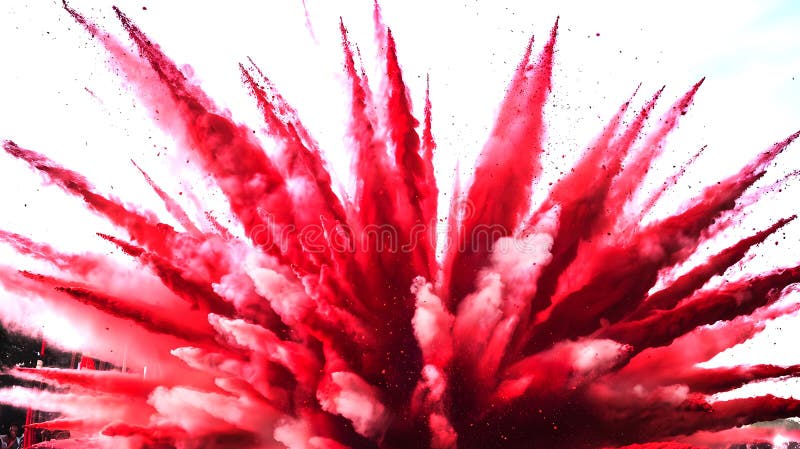 Vibrant Red Powder Explosion with Dramatic Smoke Effect in Dynamic ...