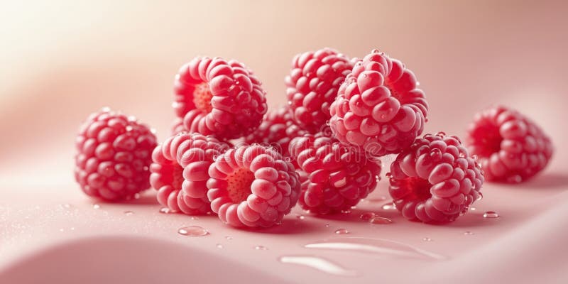 Vibrant Red Raspberries Placed on a Soft Pastel Background. Stock Image ...