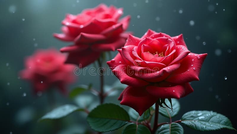 Vibrant Red Rose Covered in Sparkling Water Droplets Stock Image ...