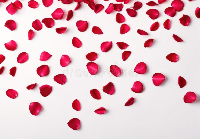 Vibrant Red Rose Petals Scatter Across a Soft White Surface for ...