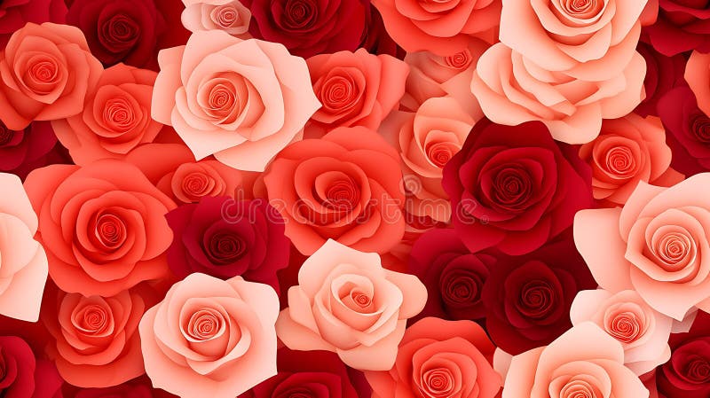 Vibrant Red Rose Seamless Pattern Design Stock Illustration ...